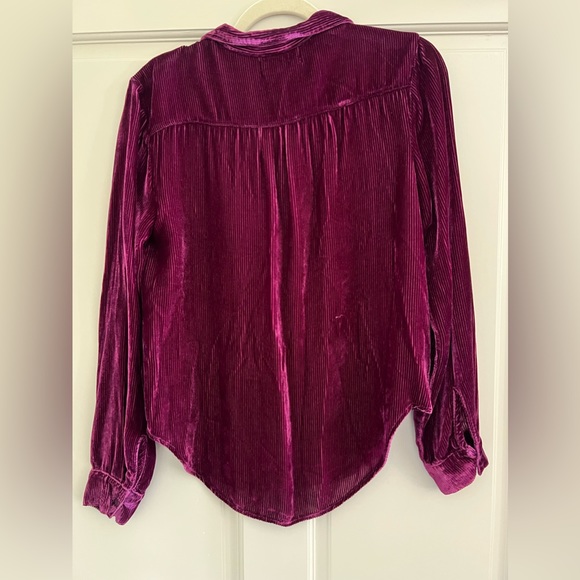 Bella Dahl | Tops | Bella Dahl Velvet Long Sleeve Shirt In Wine | Poshmark